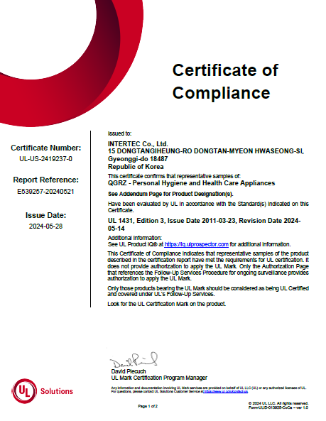 Intertec’s KLLOM Bidet Brand Achieves UL & cUL Certifications – (주)인터텍-en